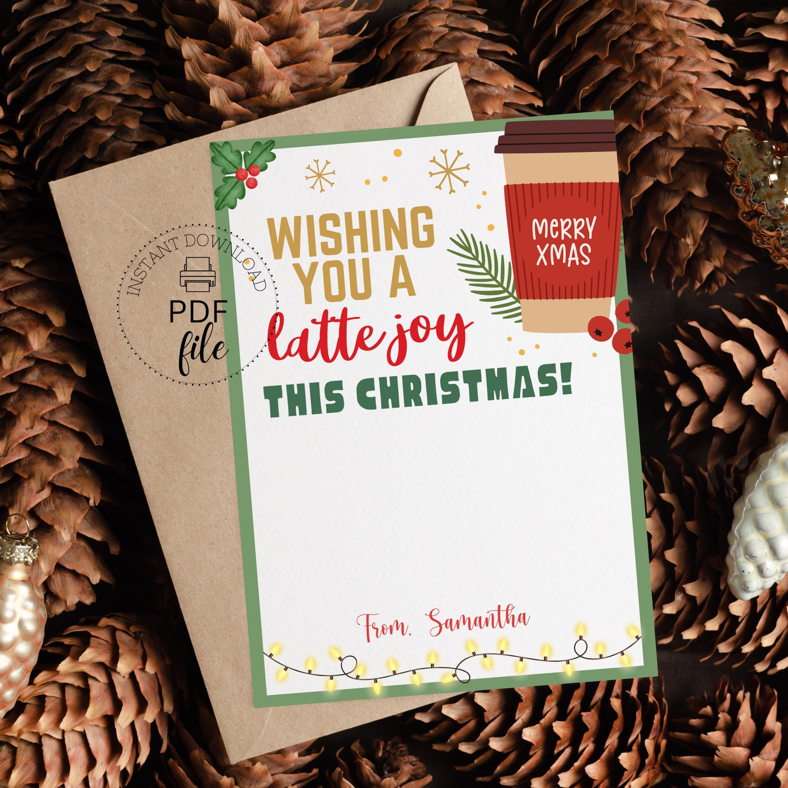 Printable Christmas Coffee Gift Card Holder Template | Wishing You A ...