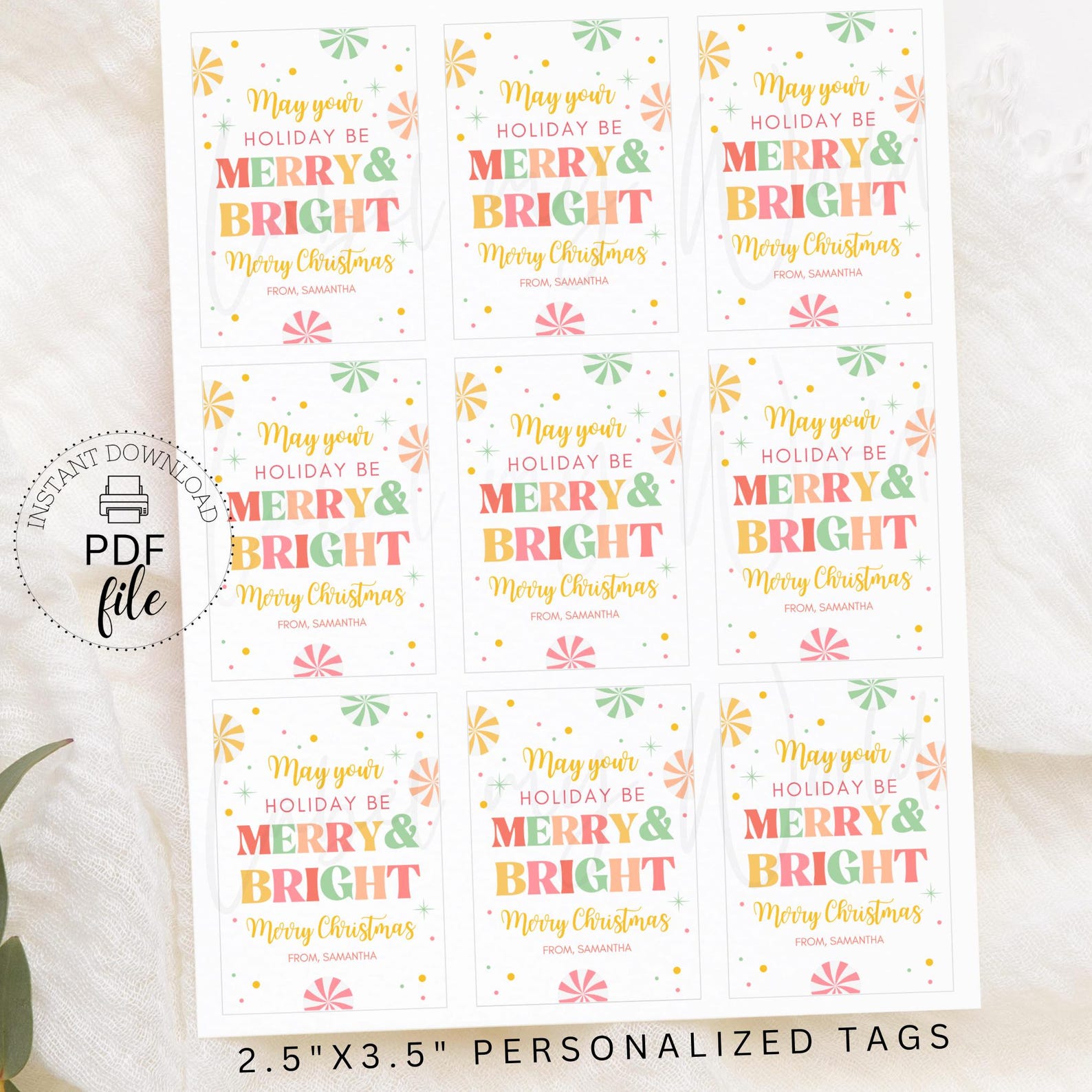 Printable Christmas Glow Stick Holder Tags, Personalized May Your ...