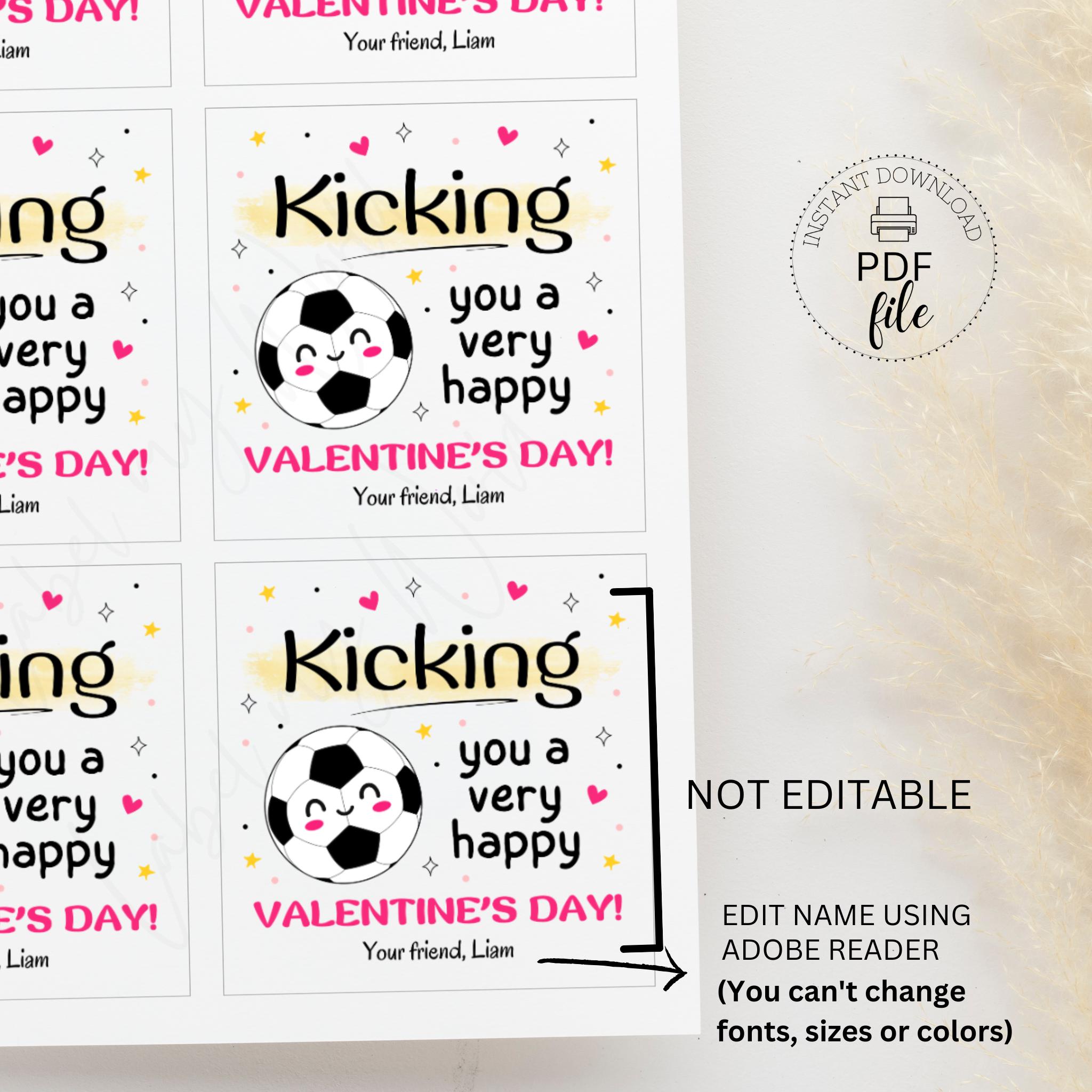 Printable Soccer Gift Tag, Kicking You a Very Happy Valentine's Day 2.5 ...