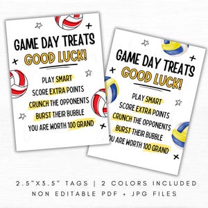 Printable Volleyball Candy Treats Tag | Good Luck Volleyball Gift Tag ...