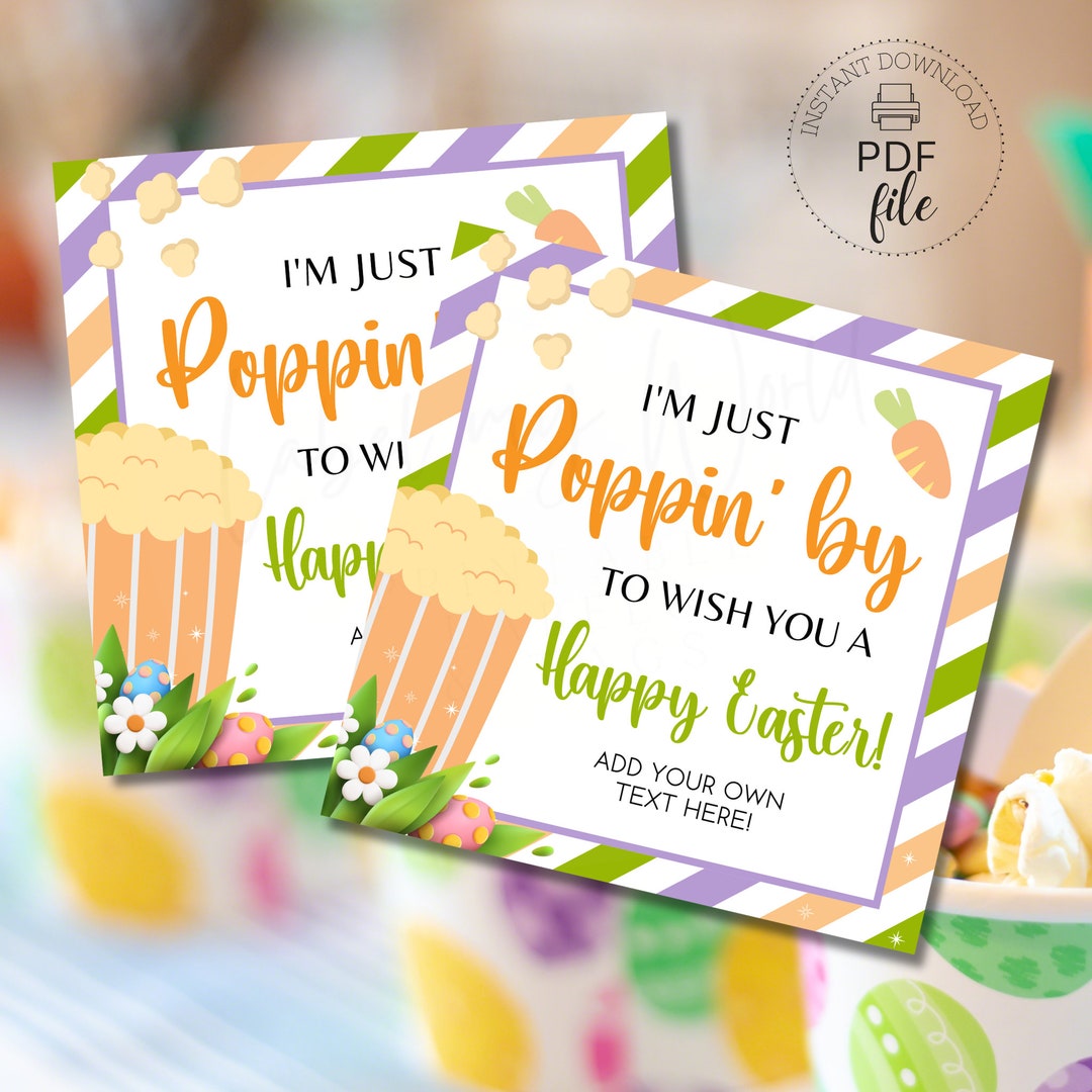 Happy Easter Popcorn Tag, Printable Employee/school/staff/teacher ...