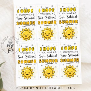 Printable Sun Sational Summer Tags, I Hope You Have a Sun-sational ...