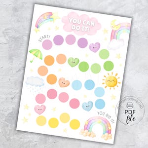 Printable Rainbow Reward Chart, Kids Sticker Chart, You Can Do It ...