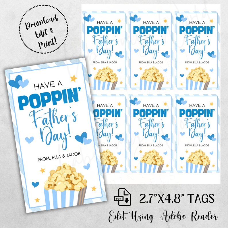 Printable Happy Father's Day Gift Tag, Personalized Father's Day ...