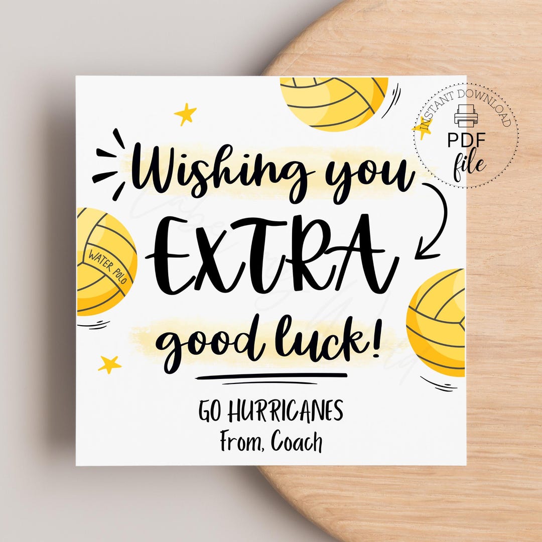 Printable Water Polo Gum Gift Tag, Wishing You Extra Good Luck ...