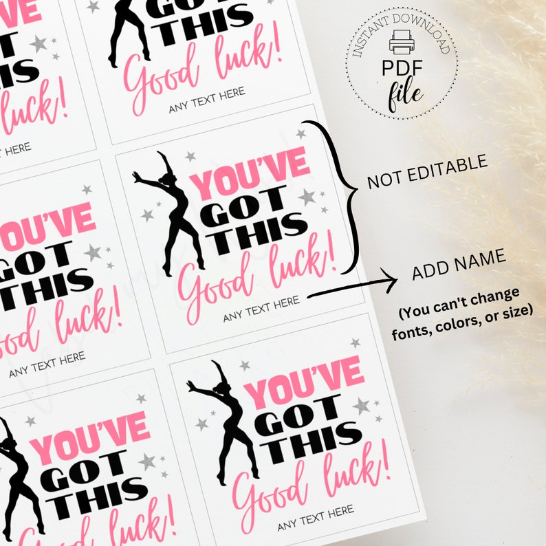 Printable Gymnastics Good Luck Tags | Personalized You've Got This Gift ...