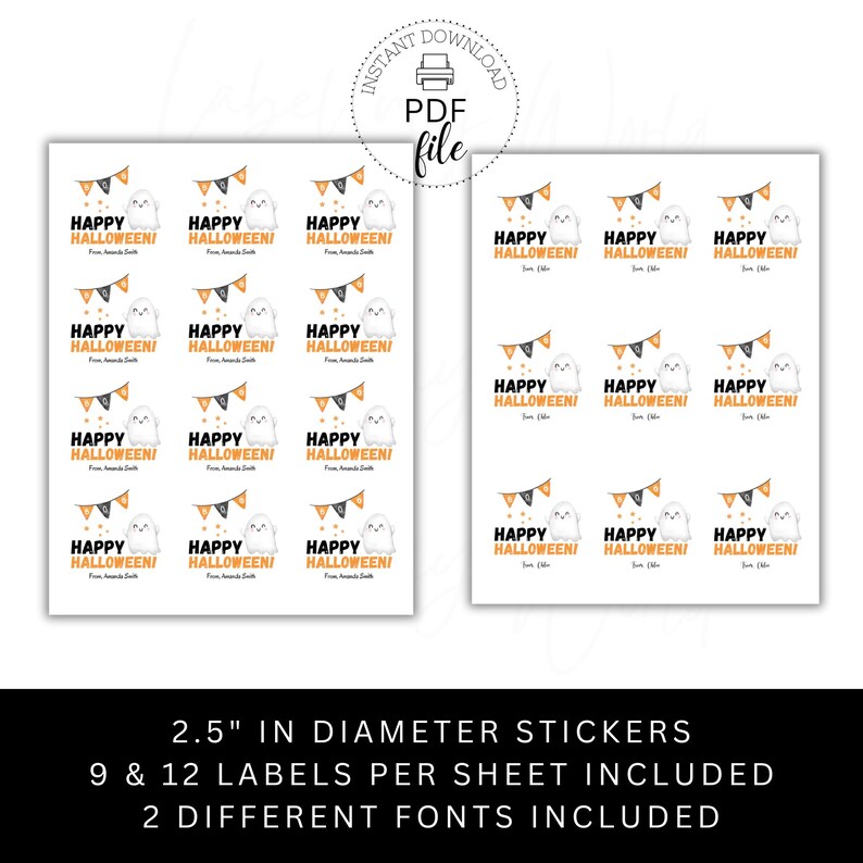 Happy Halloween! Personalized Stickers | Editable Round Labels/tags ...