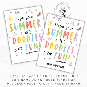 Magnetic Drawing Board Printable Gift Tag, Hope Your Summer is Doodles ...