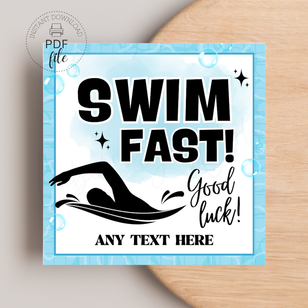 Printable Swim Fast Tags | Personalized Swimming Competition Good Luck ...