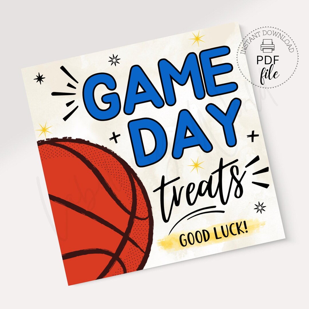 Basketball Team Blue Game Day Good Luck Treat Tag (PDF + JPG Download ...