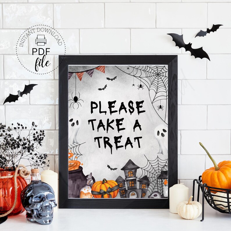 Printable Please Take a Treat Sign, Happy Halloween Kids/adults Table ...