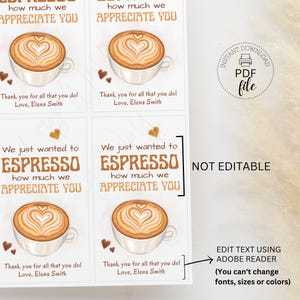 Printable Coffee Gift Tag, Just Wanted to Espresso How Much We ...