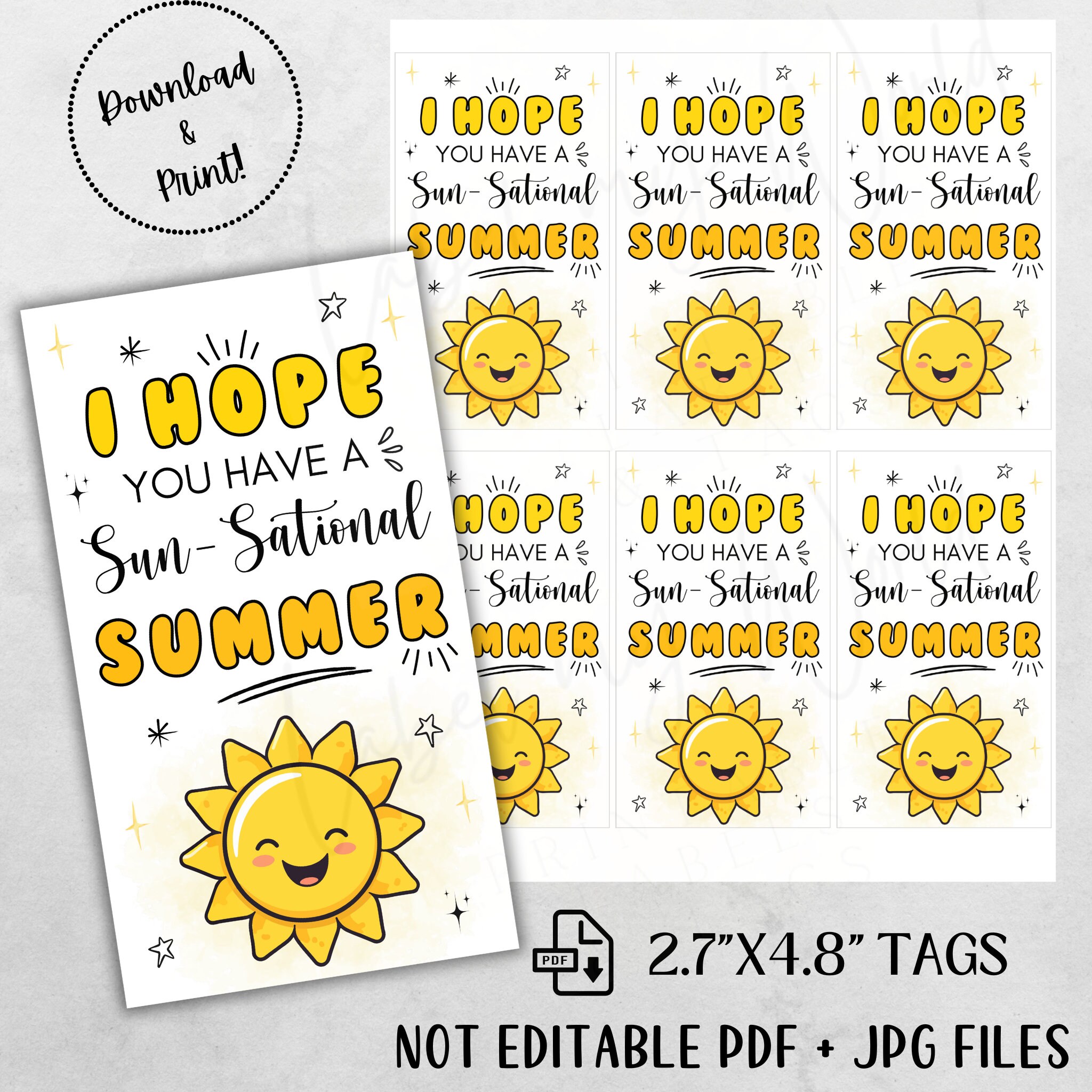 Printable Sun Sational Summer Tags, I Hope You Have a Sun-sational ...