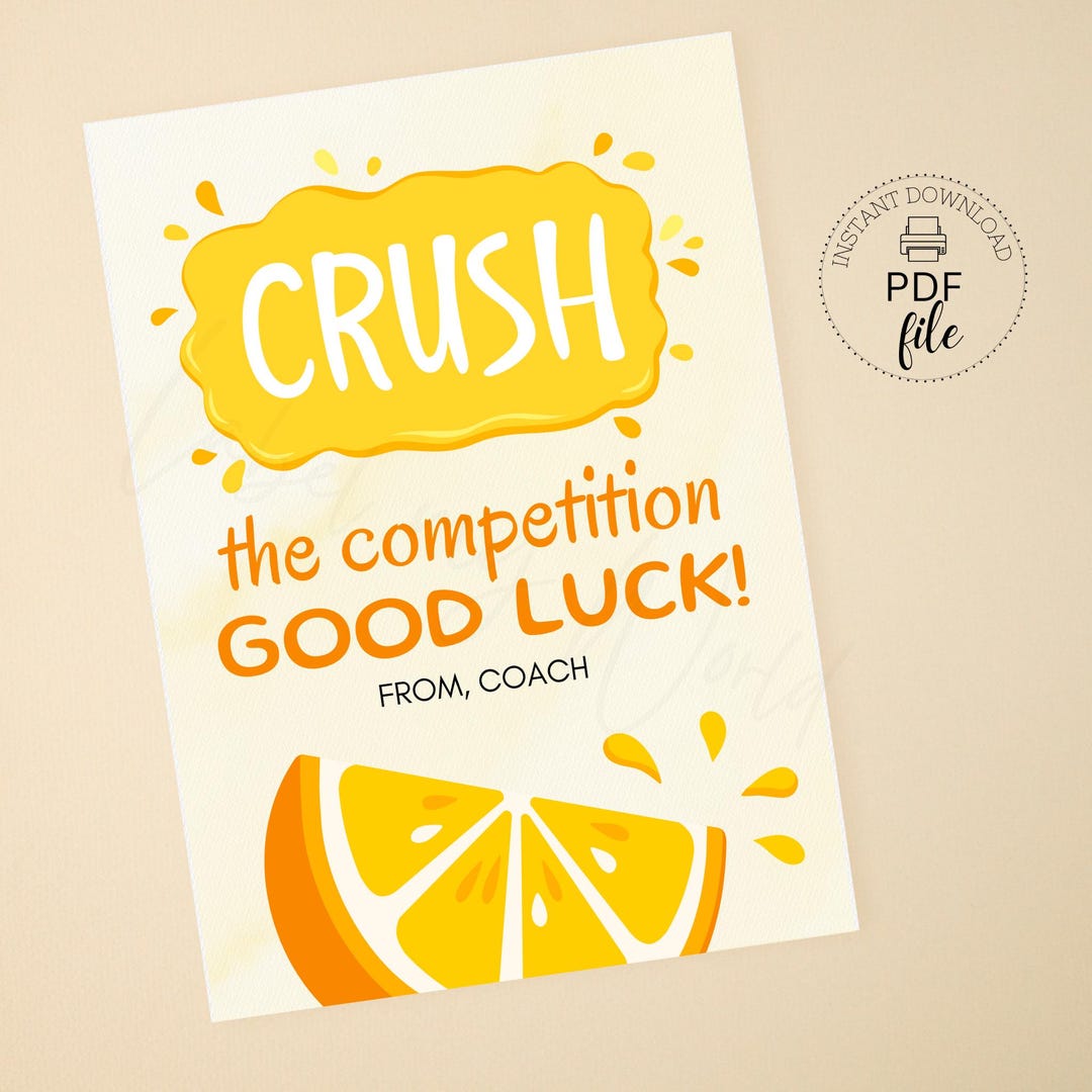 Printable Crush the Competition Tag, Personalized Competition Good Luck ...