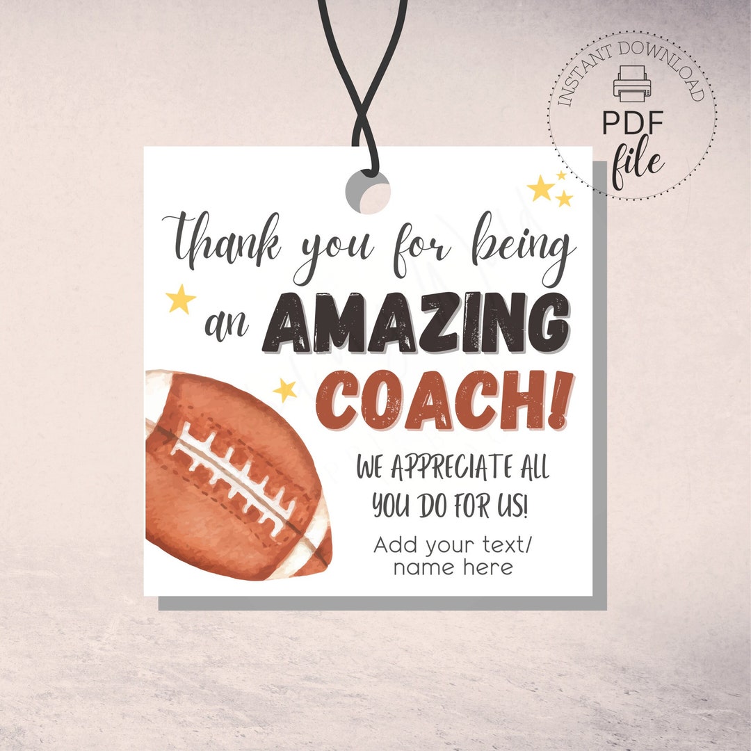 Football Thank You Coach Gift Tags Printable/customized - Etsy