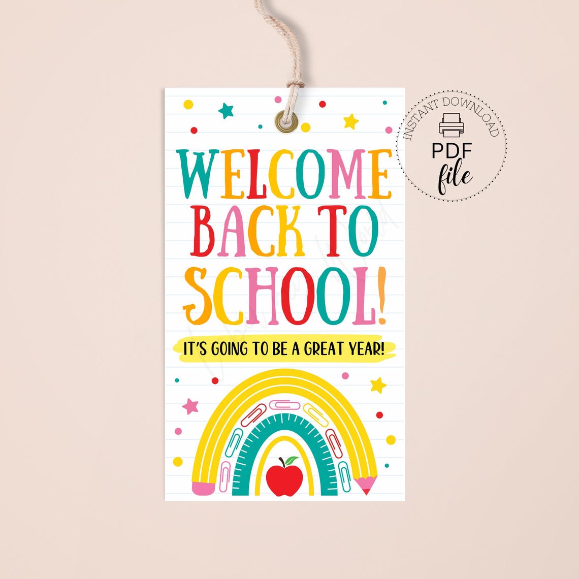 Welcome Back to School Printable Sign + Gift Tag, Teacher School Staff ...