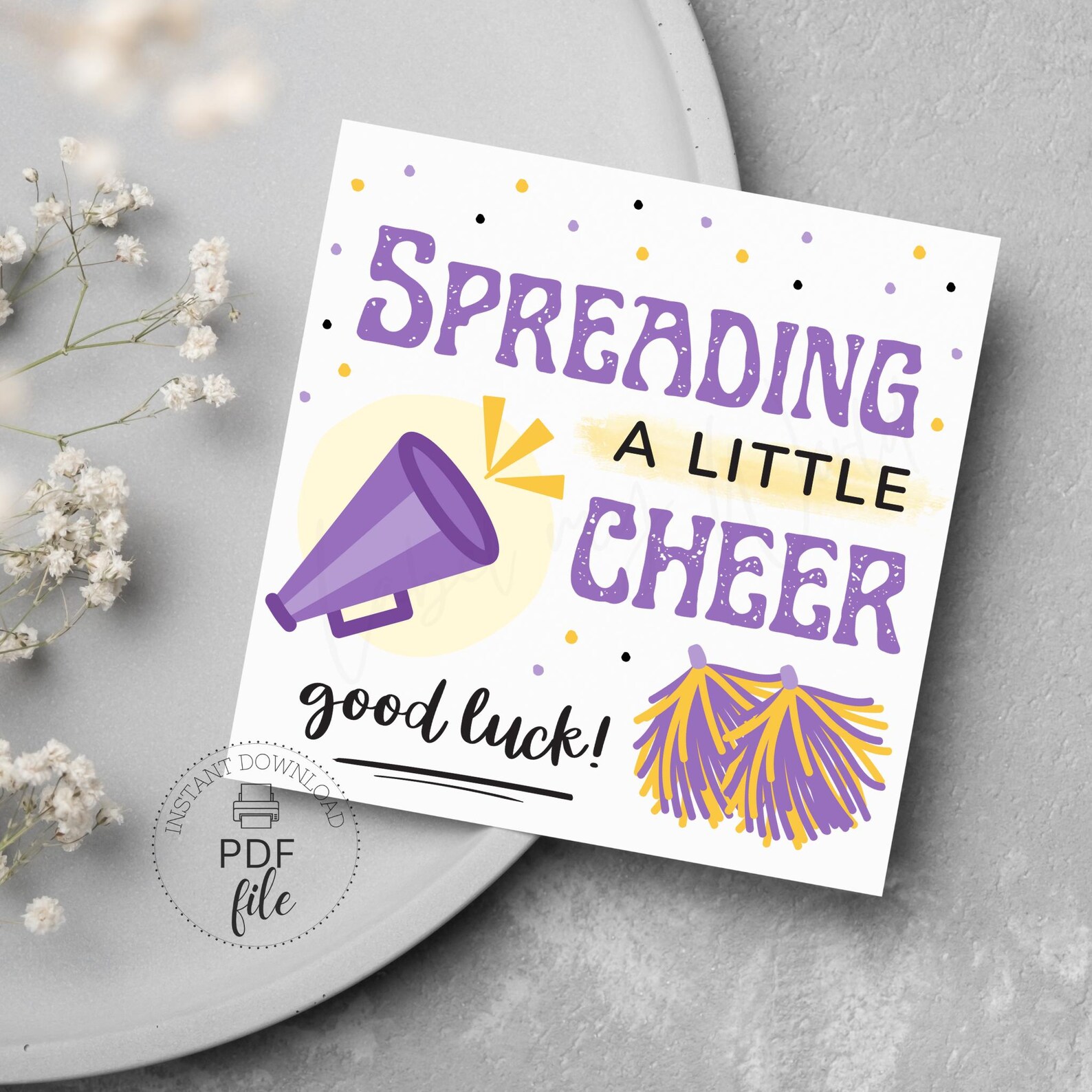 Printable Spreading a Little Cheer Gift Tag, Sports Cheerleading Spirit ...