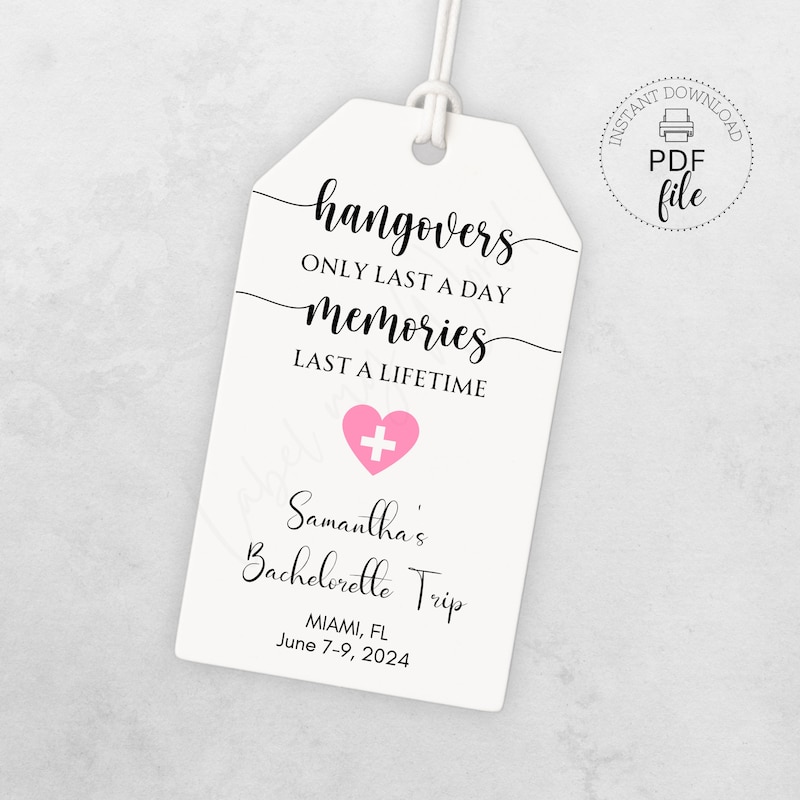 Custom Hangover Kit Tag - Etsy
