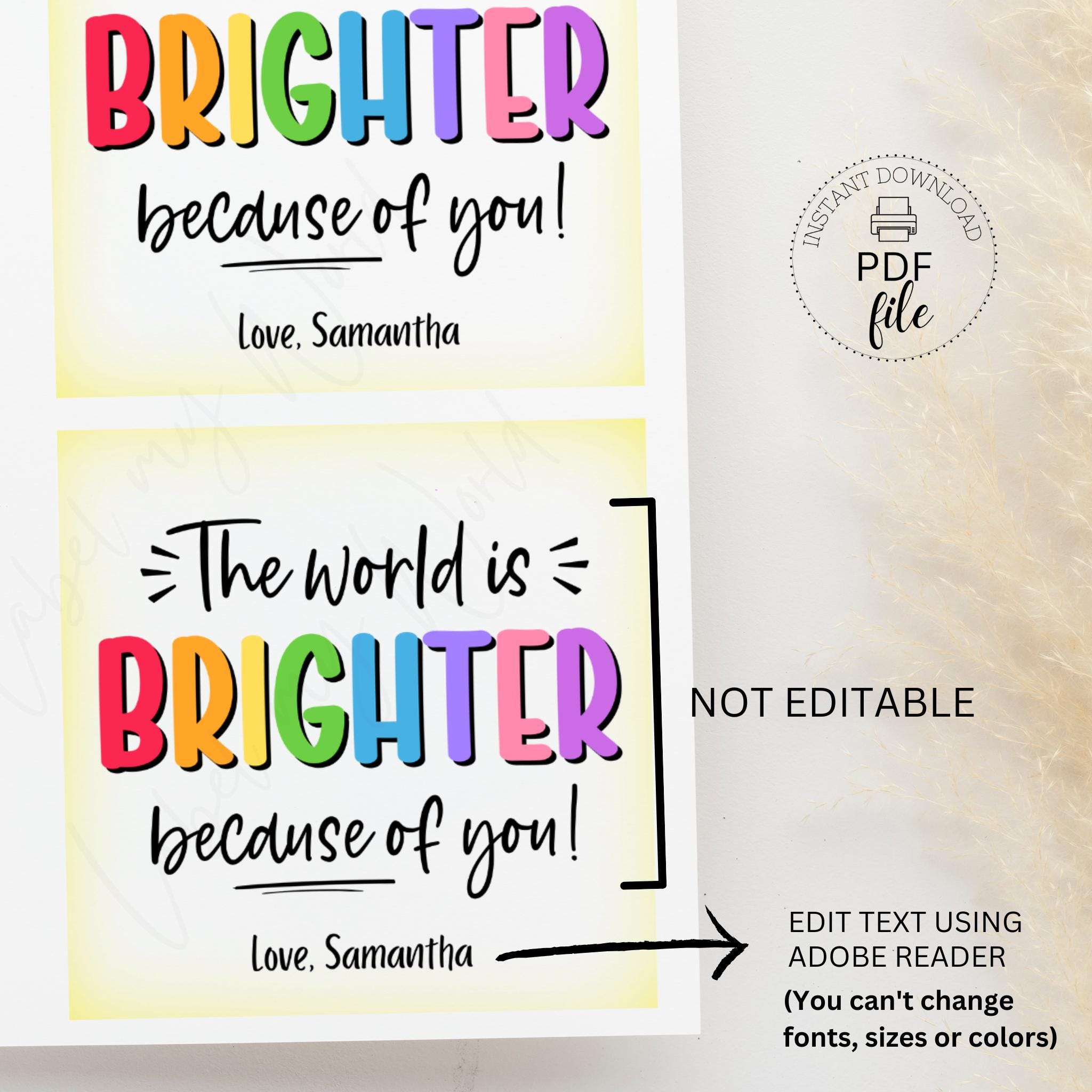 Printable Candle Gift Tag, the World is Brighter Because of You ...