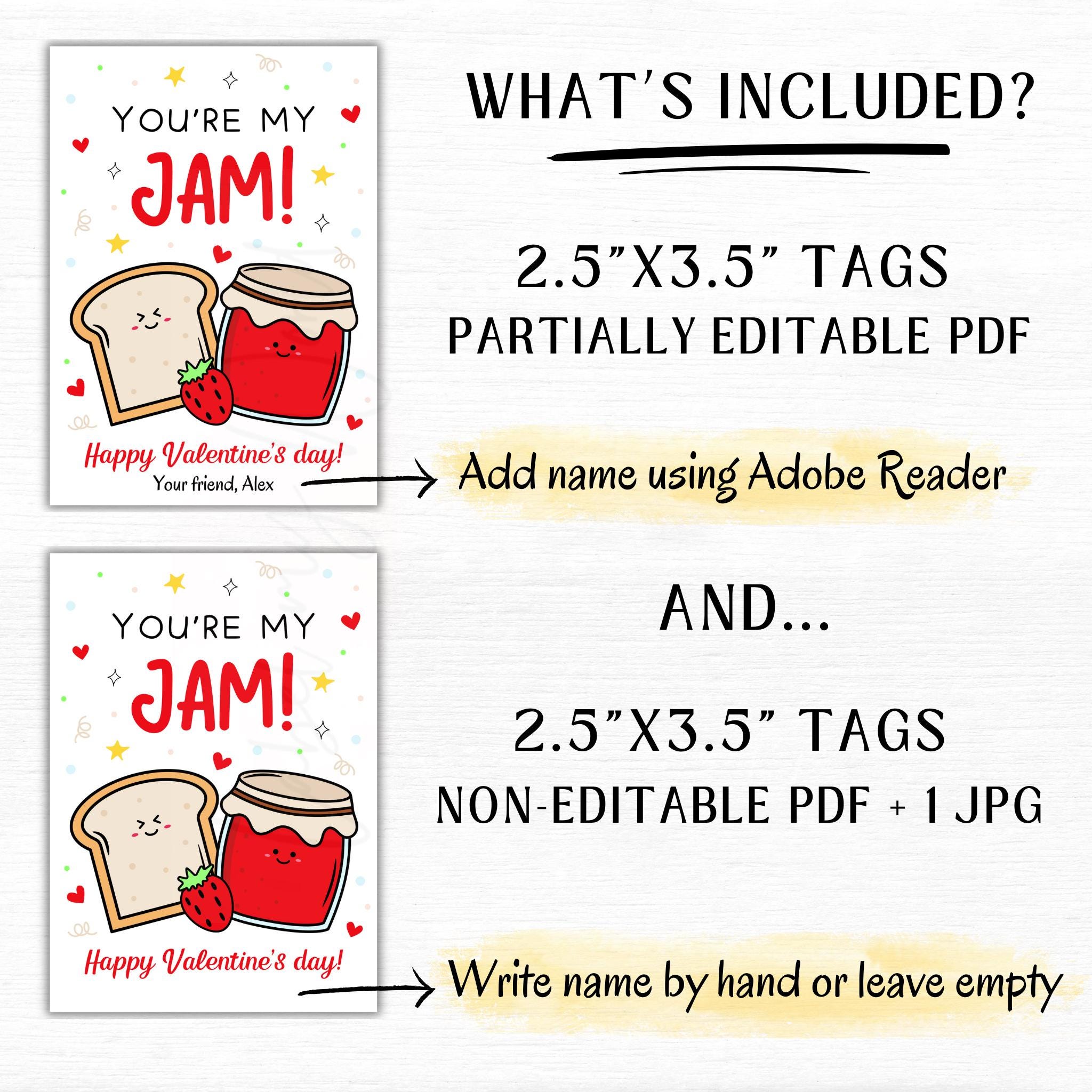 Printable Valentine Strawberry Jam Gift Tag, Personalized You Are My ...