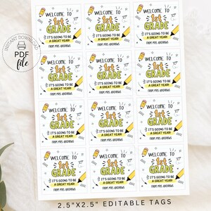 Printable Welcome to First Grade Gift Tag, Personalized Teacher ...