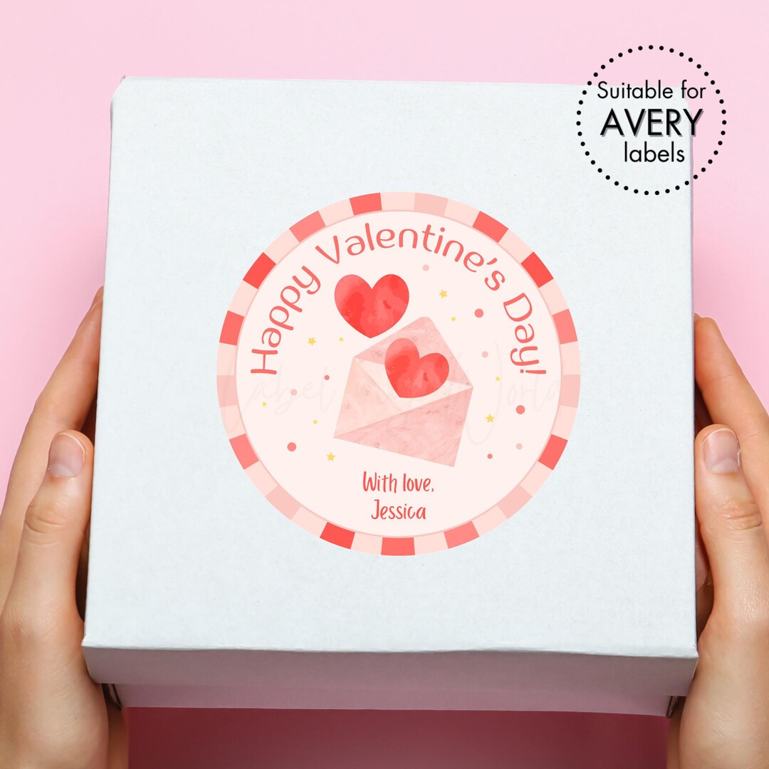 Printable Valentine Stickers, Personalized Happy Valentine's Day 2.5 ...