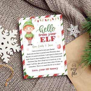 Printable Hello From Your Elf Letter 8.5"x11" & 5"x7" Christmas Boy ...
