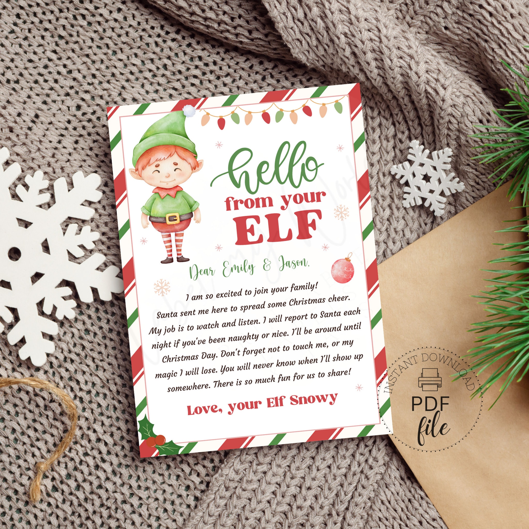 Printable Hello From Your Elf Letter 8.5x11 & - Etsy
