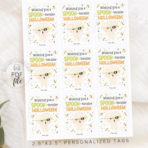 Printable Mummy Halloween Treat Tag, Wishing You a Spook-tacular ...