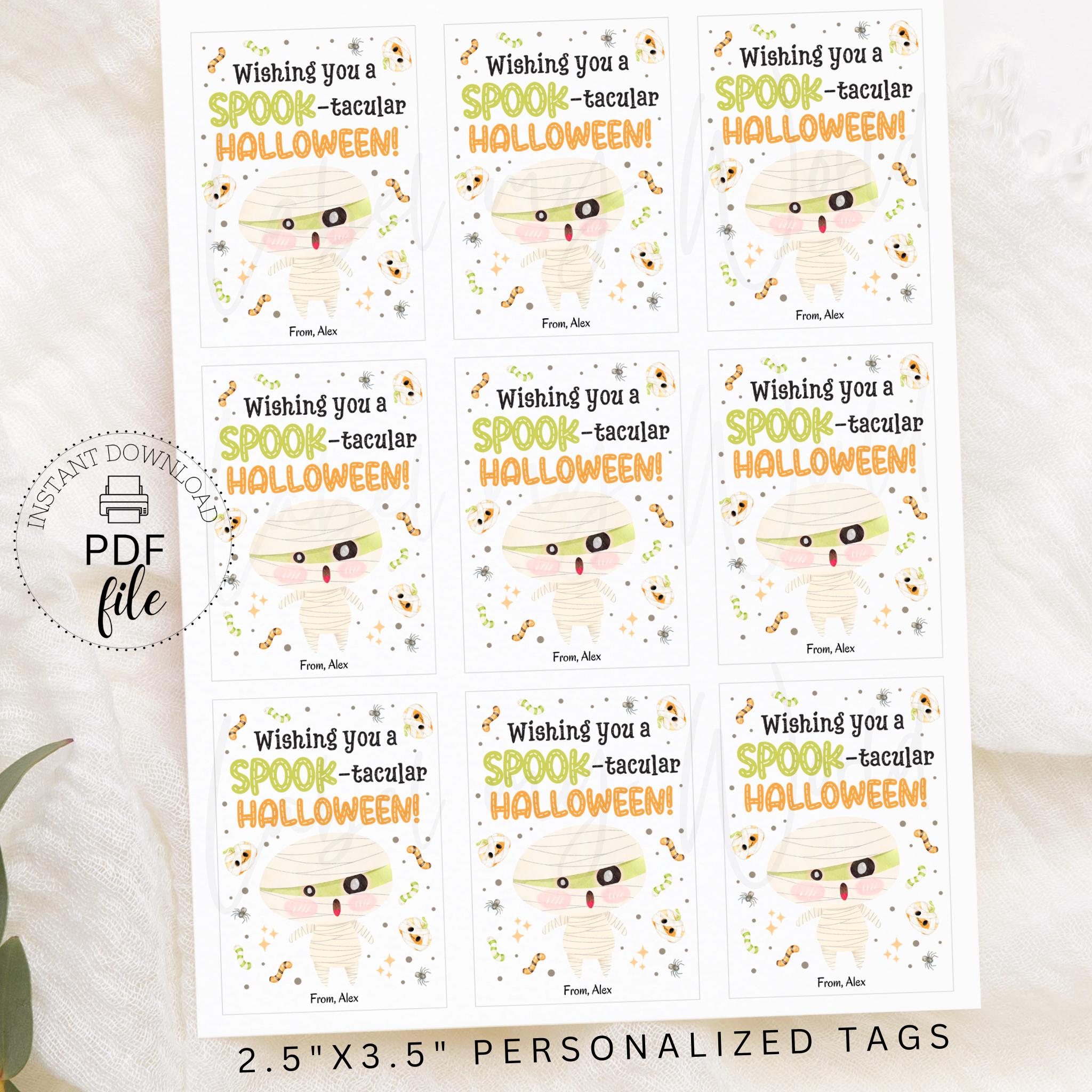 Printable Mummy Halloween Treat Tag, Wishing You a Spook-tacular ...