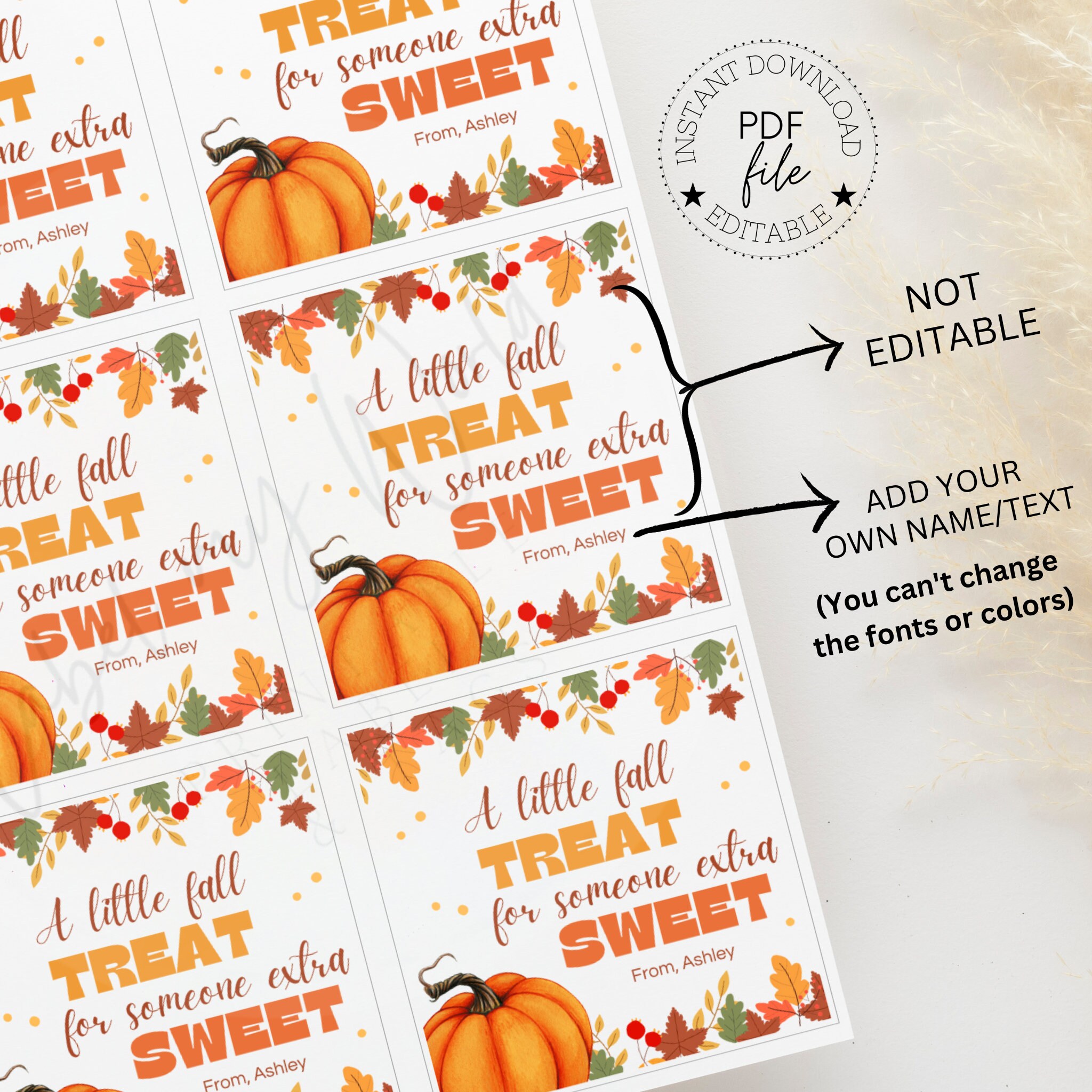 Fall Appreciation Treat Tags Printable A Little Fall Treat for Someone ...
