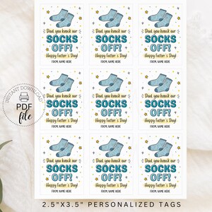 Father's Day Socks Gift Tag Printable Gift Tag, Personalized Dad You ...