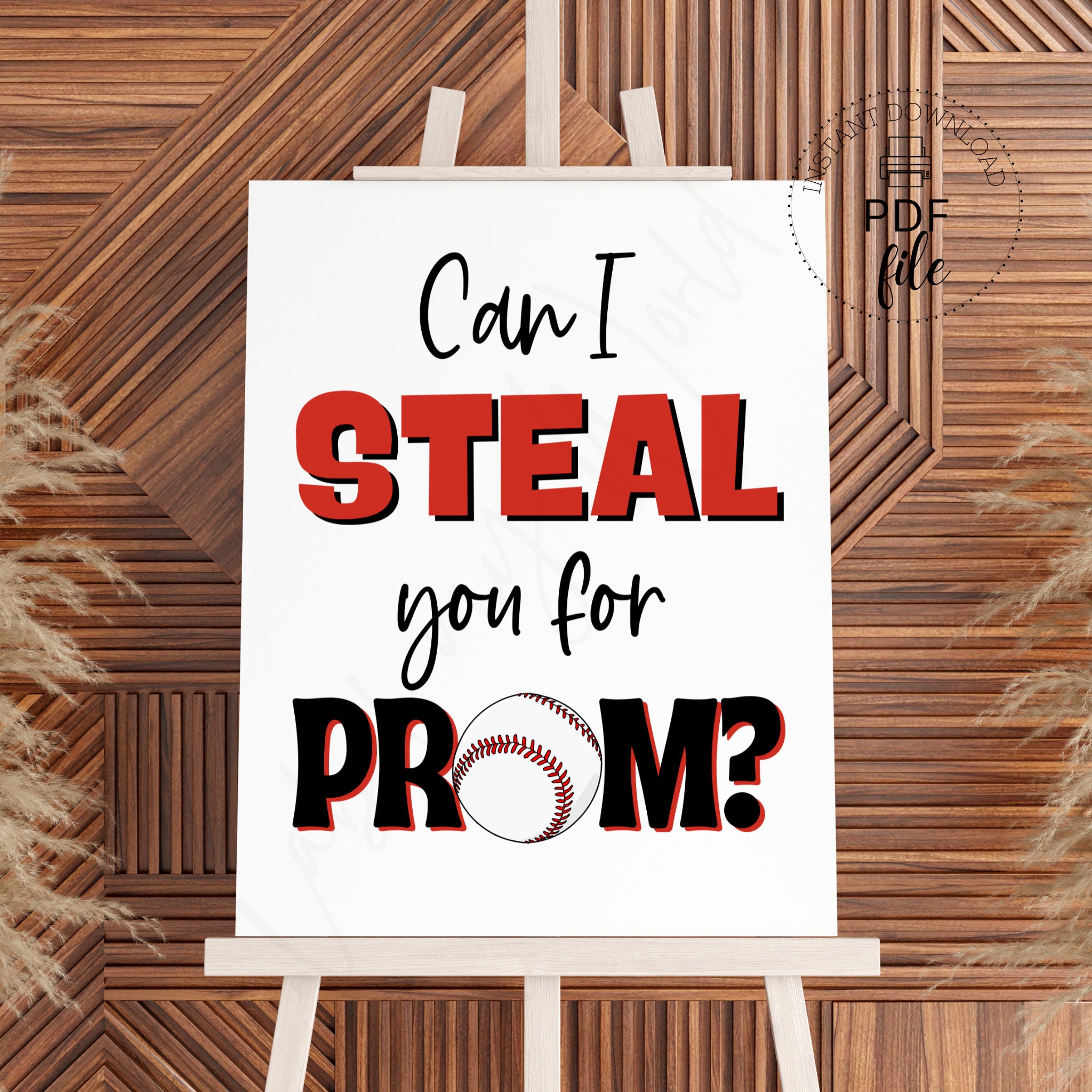 Printable Baseball PROM Proposal Sign Can I Steal You for Prom High ...