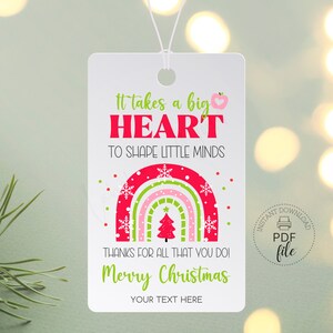 Printable Teacher Christmas Gift Tag | Personalized School Staff ...