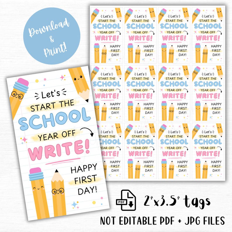 Printable Back to School Pencil Gift Tag, Let's Start the School Year ...