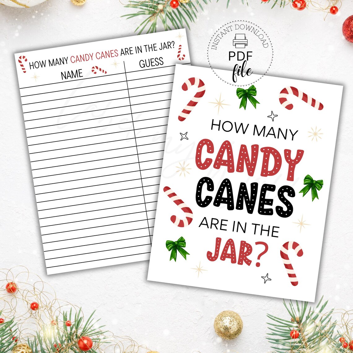 Guess How Many Candy Canes Are in the Jar, 8"x10" & 8.5"x11" Printable ...
