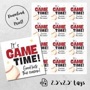 Baseball Good Luck This Season Tag, Printable It's Game Time Gift Tag ...