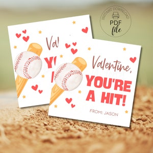 Printable Baseball Valentine Cards | Personalized Kids Valentine's Day ...