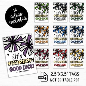 Printable It's Cheer Season Gift Tags, Cheerleading Good Luck 2.5"x3.5 ...