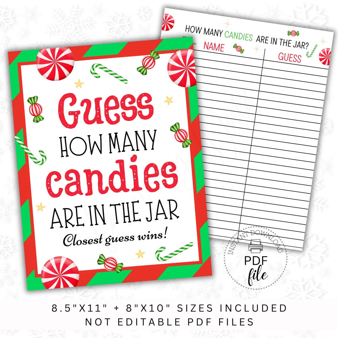 Guess How Many Christmas Candies Are in the Jar 8"x10" & 8.5"x11 ...
