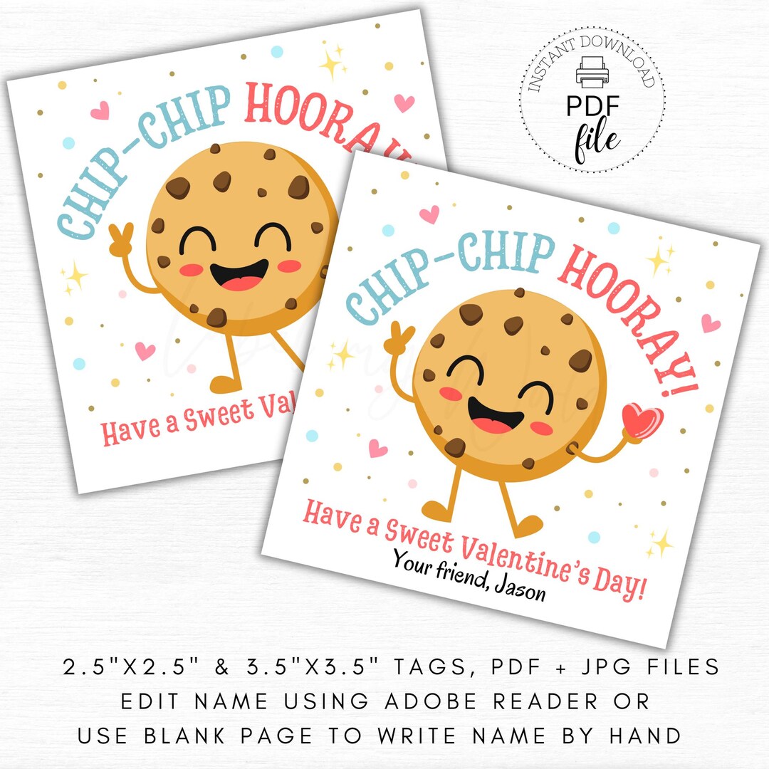 Printable Chip Chip Hooray Have a Sweet Valentine’s Day 2.5"x2.5" & 3.5 ...