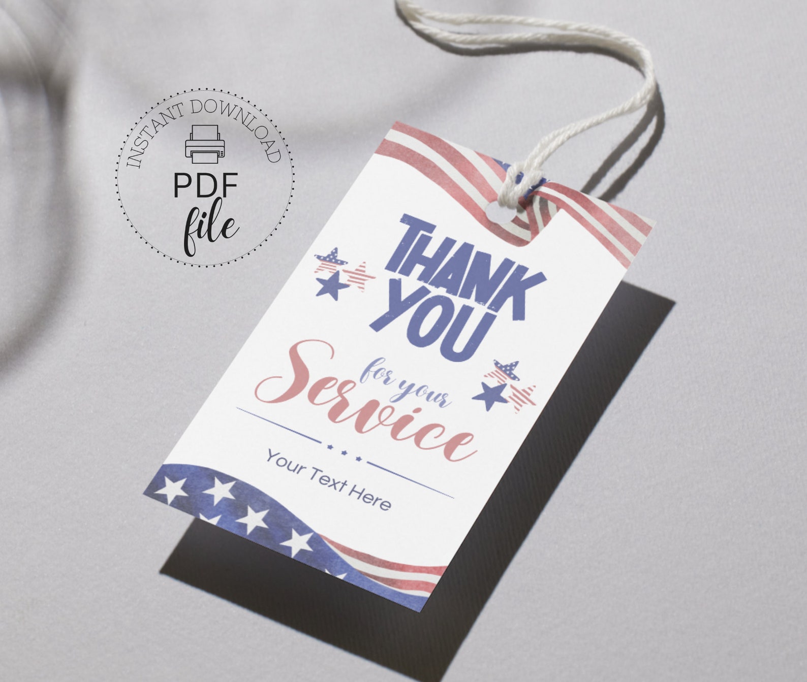 Editable Thank You for Your Service Gift Tag American Flag Military ...