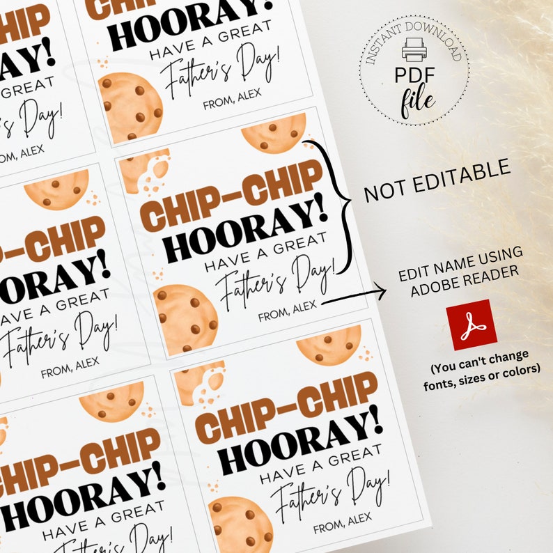 Happy Father's Day Cookies Gift Tag | Printable Editable Chip Chip ...