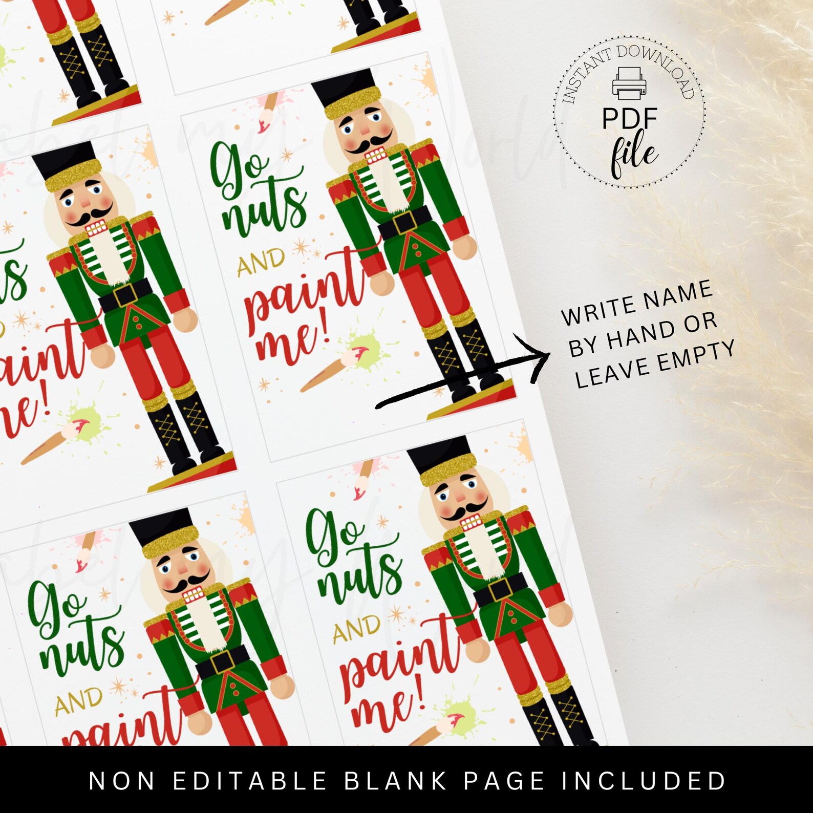 Printable Nutcracker Christmas Gift Tag, School/teacher/classroom Go ...