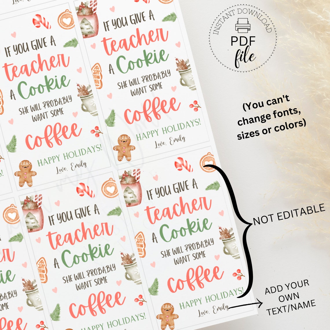 Christmas Teacher Appreciation Gift Tags Printable Christmas - Etsy