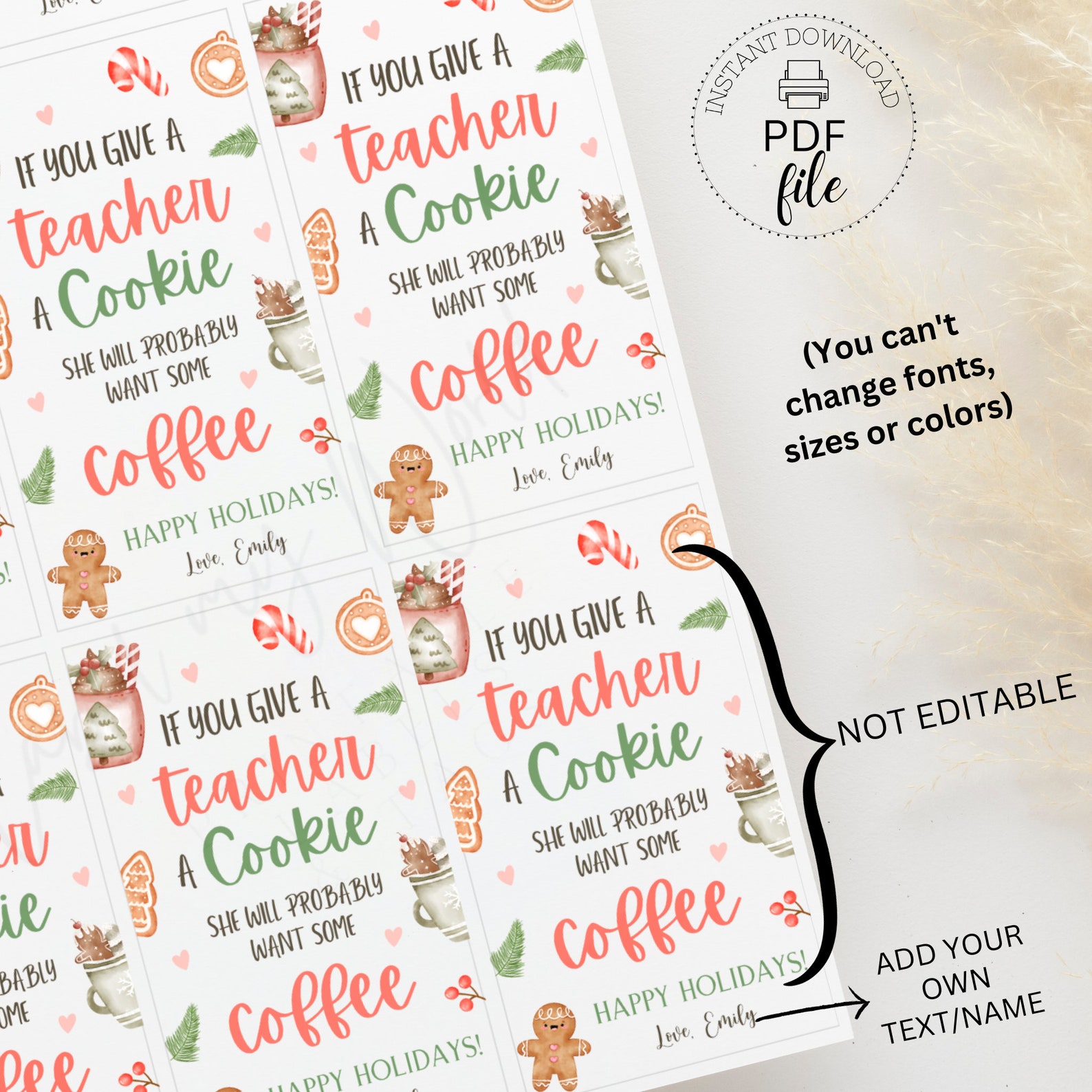 Christmas Teacher Appreciation Gift Tags Printable Christmas - Etsy