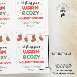 Printable Fuzzy Socks Tag, Personalized Wishing You a Warm and Cozy ...