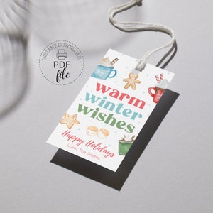 Warm Winter Wishes Gift Tag | Printable Christmas Hot Cocoa/coffee Tags ...