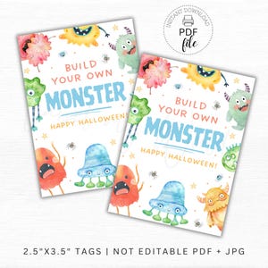 Printable Build Your Own Monster Tags, Make Your Own Monster Kit Card ...
