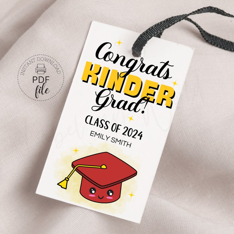 Printable Congrats Kinder Grad Tags, Personalized Class of 20XX ...